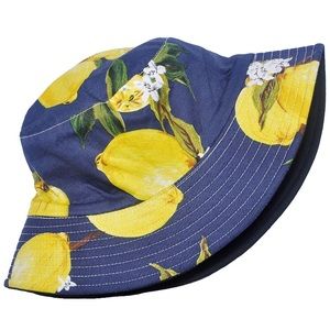 Accessories | Womans Blue Lemon Pattern Bucket Hat Nwt | Poshmark